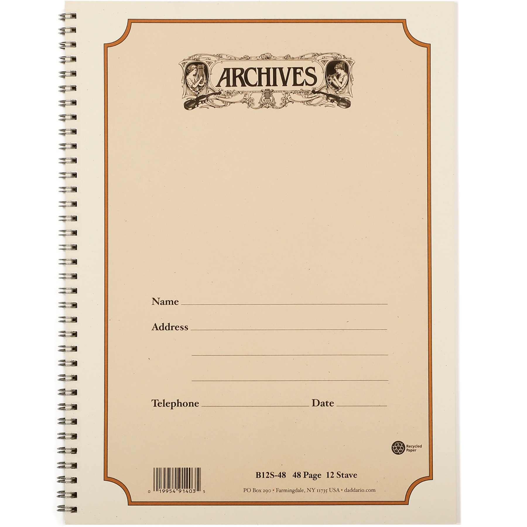 D´ADDARIO ORCHESTRAL NOTEBLOKK 12 LINJER, 48 ARK – BILDET AVVIKER ...